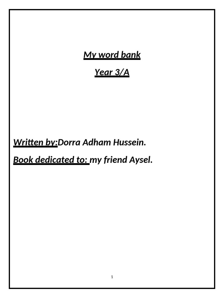 Word Bank for Year 3 Students | PDF | Adverb | Word