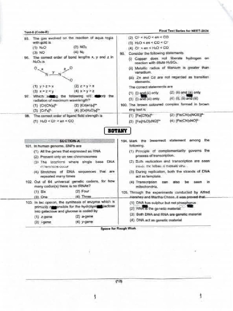 FTS CODE B (BIOLOGY) | PDF