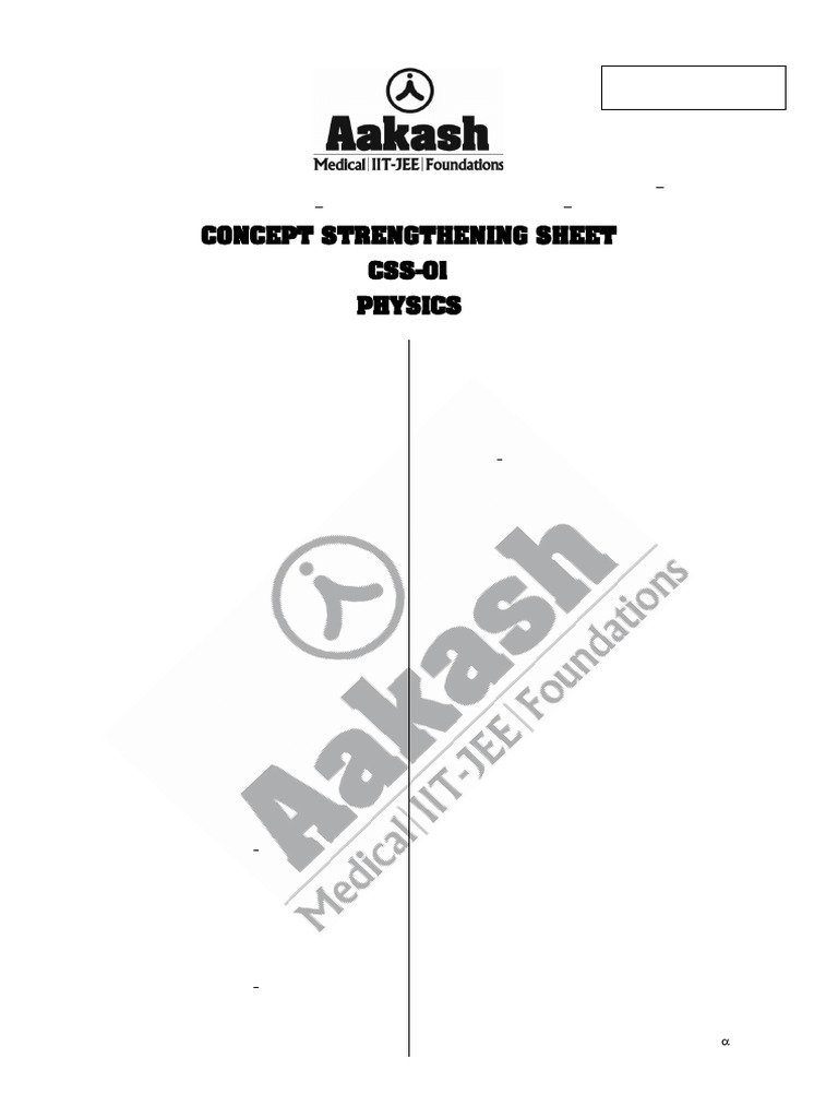Concept Strengthening Sheet CSS 01 Based On CST 01 & 02 Physics | PDF | Collision | Momentum