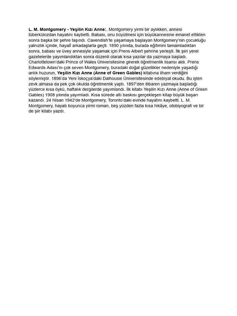 Yeşilin Kızı Anne | PDF