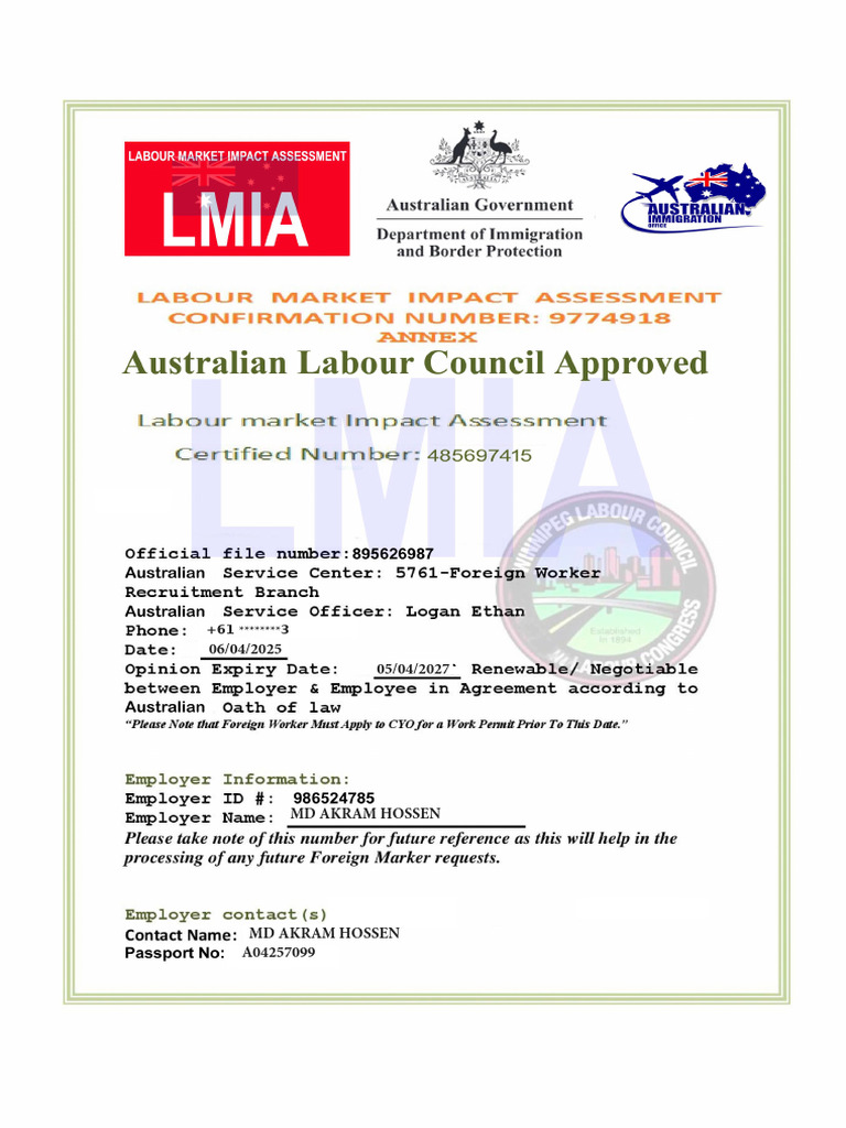 MD AKRAM HOSSEN_Lmia Certificate (1) | PDF