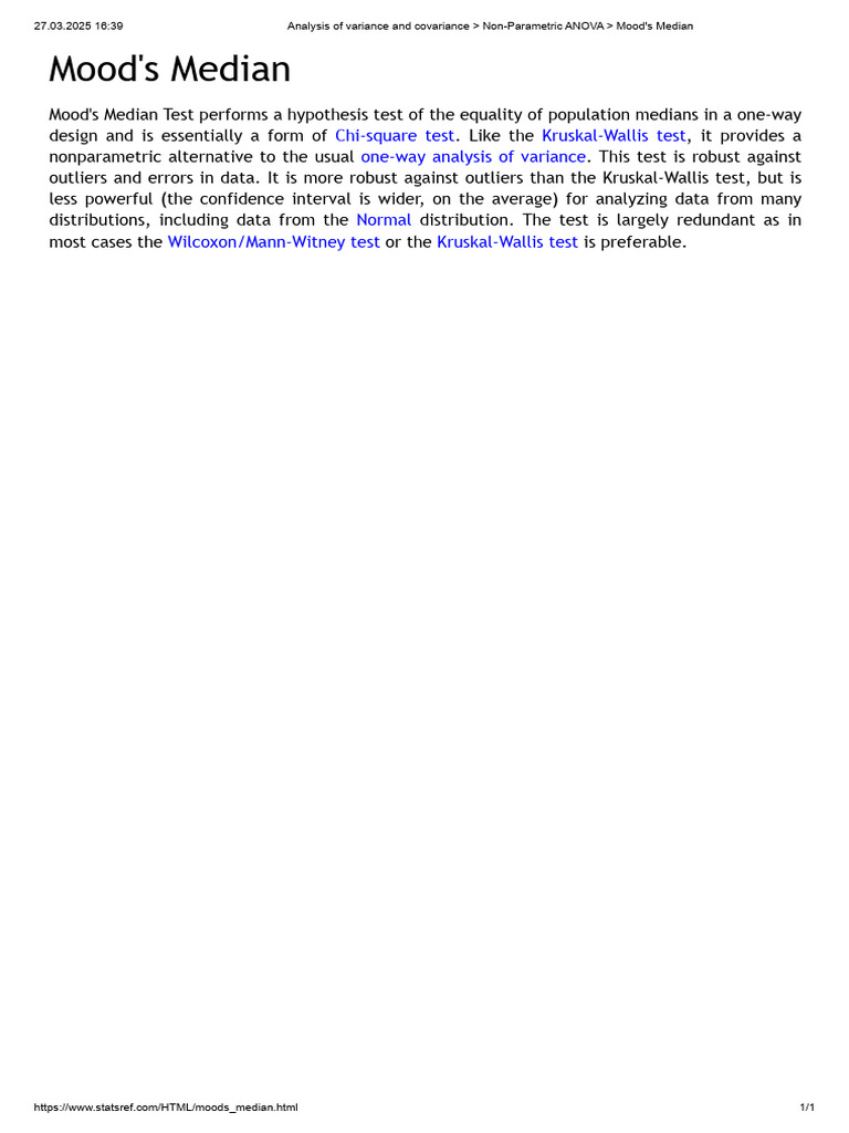 Analysis of Variance and Covariance _ Non-Parametric ANOVA _ Mood's ...