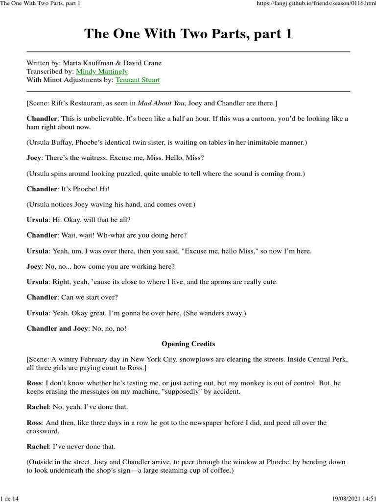 1.16 The One With Two Parts, Part 1 | PDF