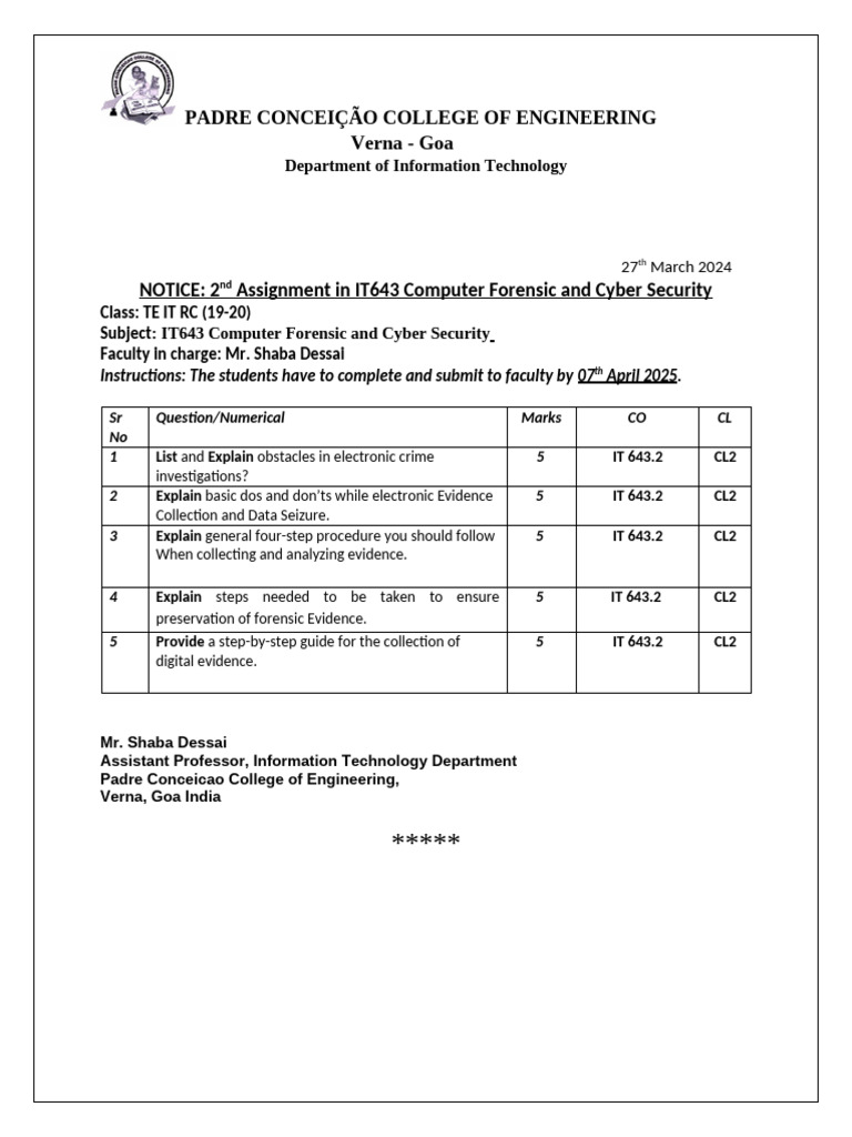 IT643 Cyber Security Assignment Notice | PDF