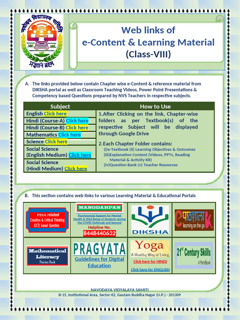 Class 8 E-Content & Learning Resources | PDF