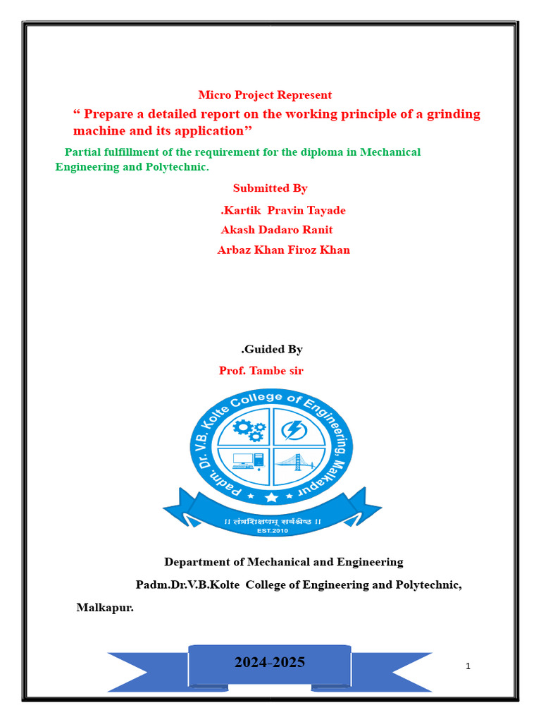 Kartik MPR Micro Sem 2 | PDF | Grinding (Abrasive Cutting) | Tools