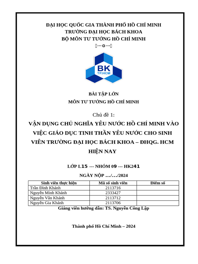 Lớp L15_Nhóm 09_Đề tài 1 | PDF