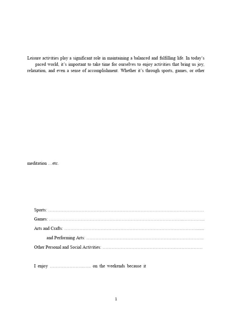 Unit 2 Sports and Games As Leisure Activities | PDF | Noun | Leisure