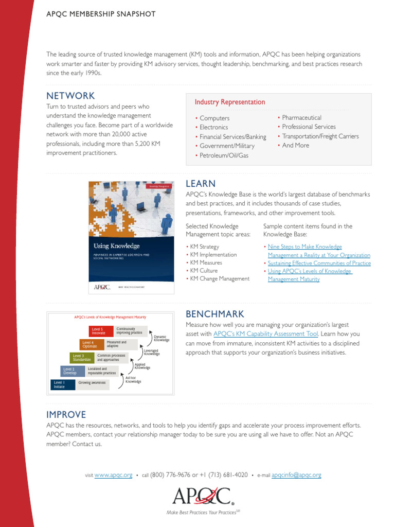 APQC Knowledge Management Snapshot | PDF | Knowledge Management | Knowledge