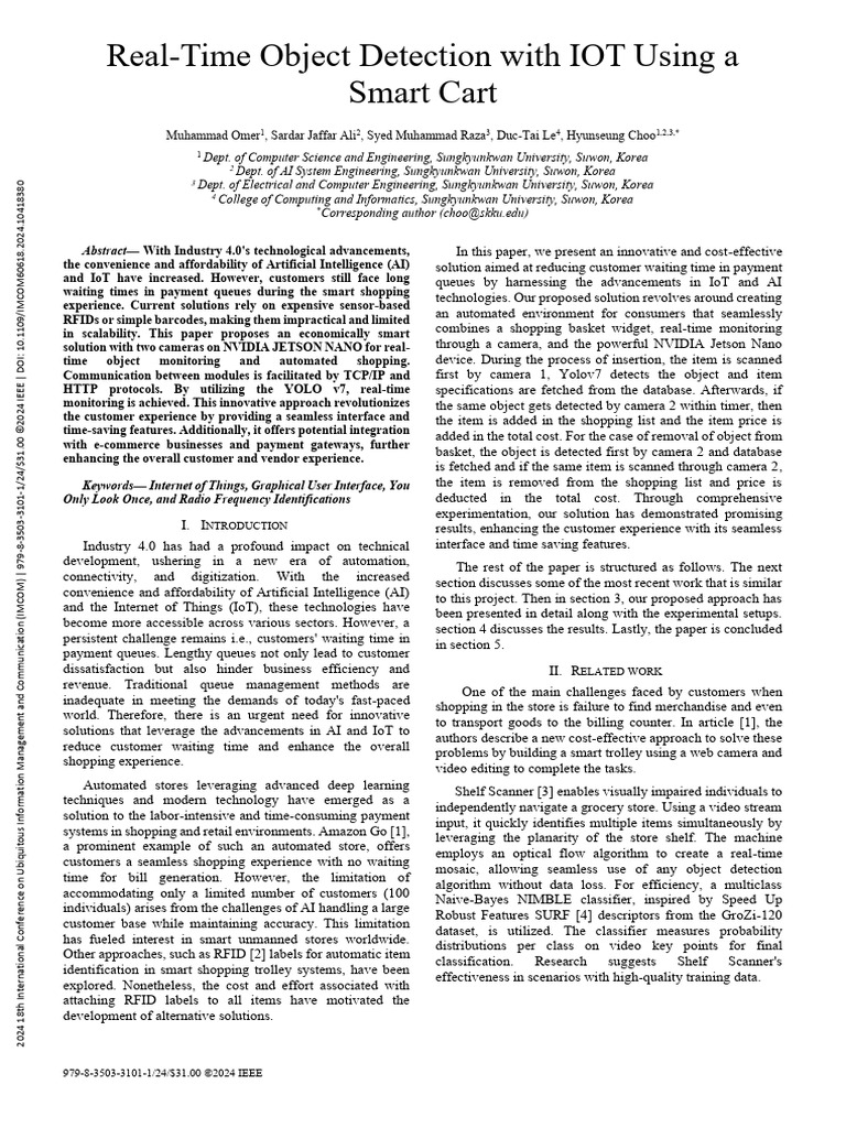Real-Time Object Detection With IOT Using A Smart Cart | PDF | Internet ...
