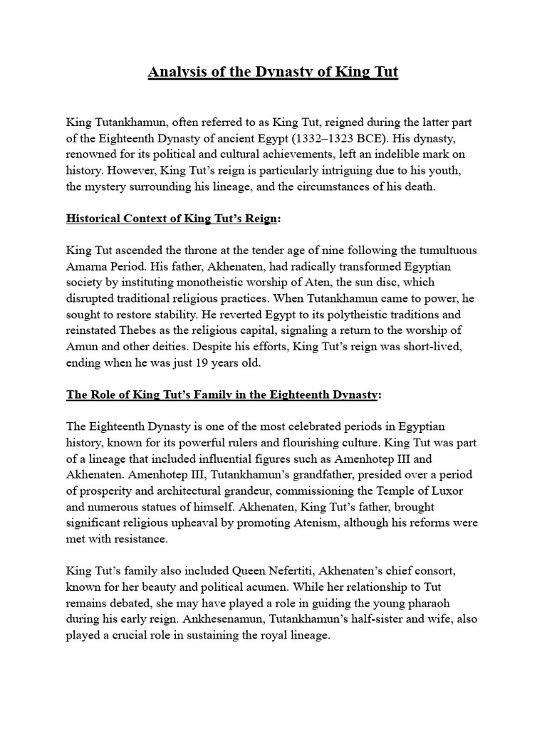 Analysis of The Dynasty of King Tut | PDF | Tutankhamun | Akhenaten