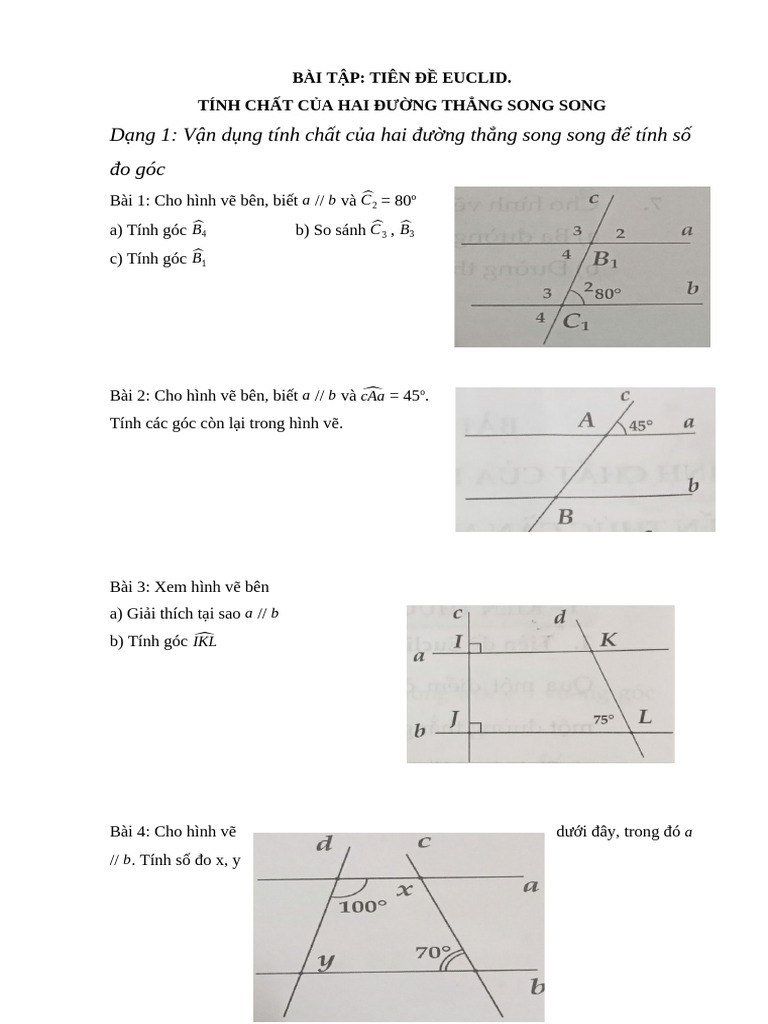 BÀI 10 - TIÊN ĐỀ EUCLID. HAI ĐƯỜNG THẲNG SONG SONG | PDF