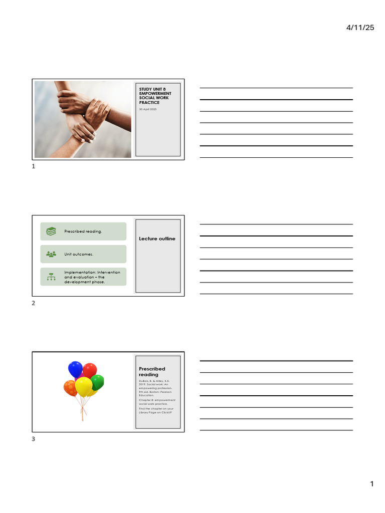 Study Unit 8 Part 3 30 April 2025 Handouts | PDF | Social Work ...