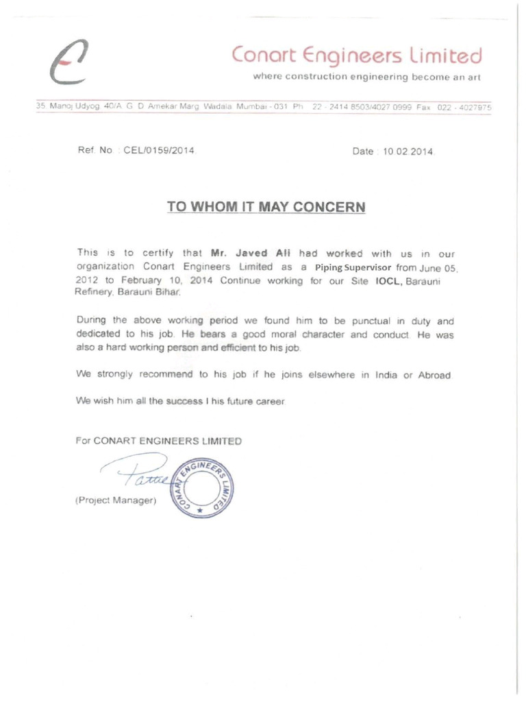 IOCL Experience Certificate | PDF