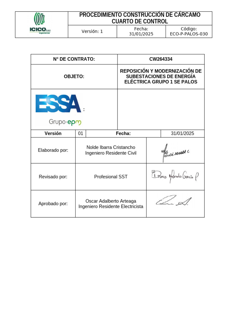 ECO-P-PALOS-030 CONSTRUCCION CARCAMO CUARTO DE CONTROL | PDF ...