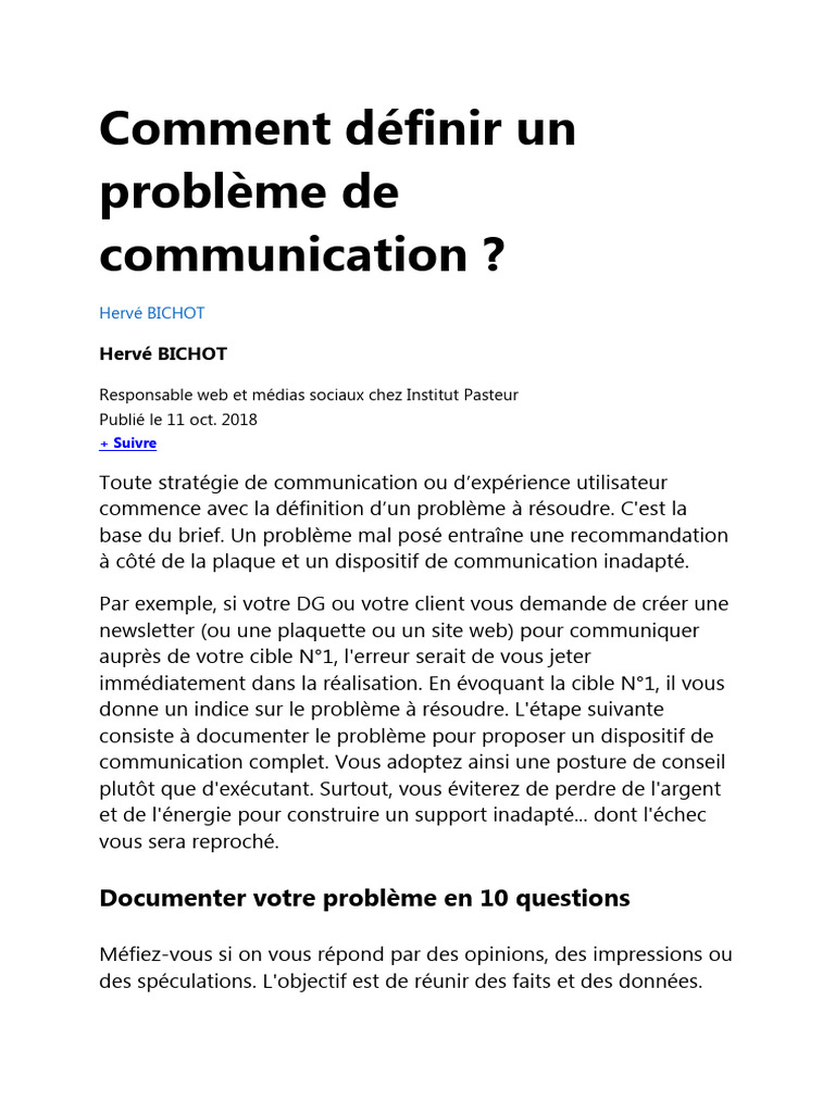 Problme De Communication Exemple
