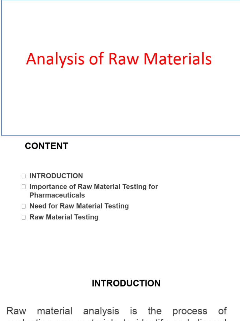 Analysis of Raw Material | PDF | High Performance Liquid Chromatography | Ultraviolet–Visible ...