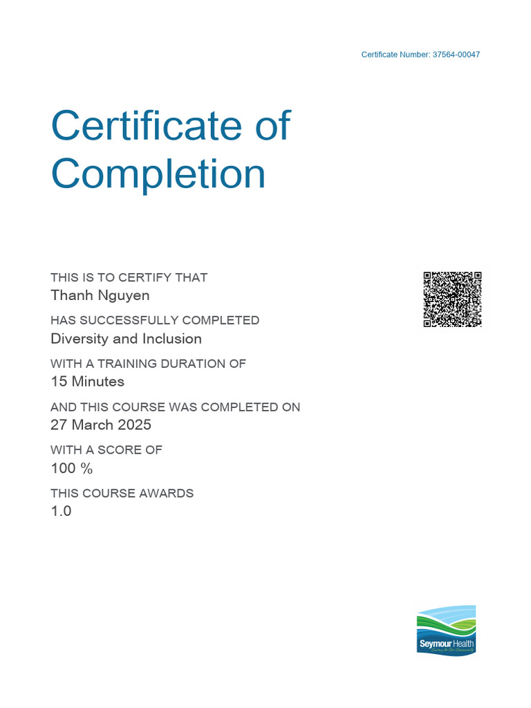 Diversity and Inclusion Certificate | PDF