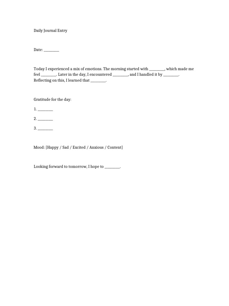 Daily Journal Entry Template | PDF