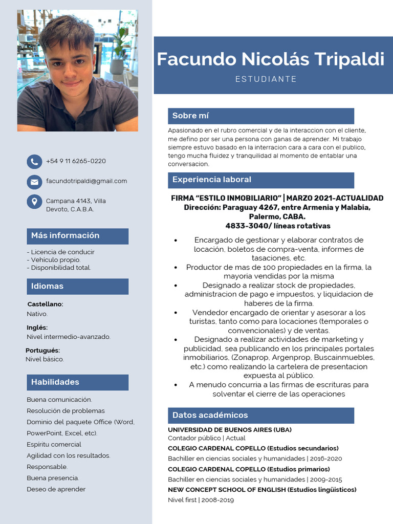 Curriculum Facundo Tripaldi | PDF