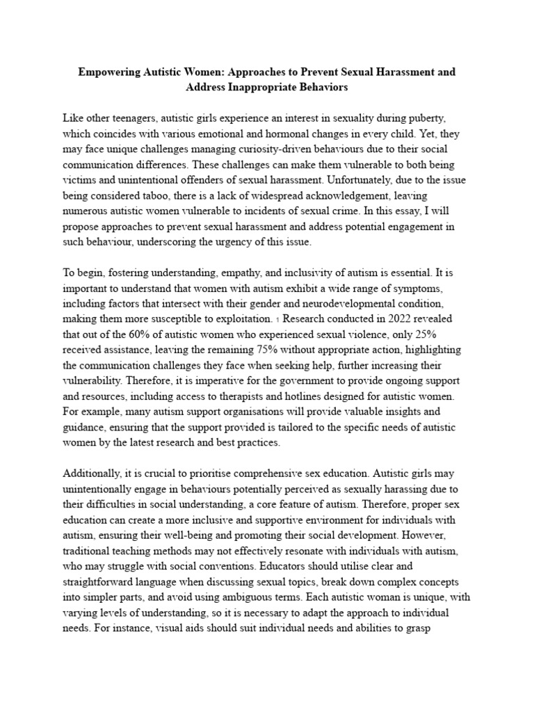 Empowering Autistic Women - Approaches To Prevent Sexual Harassment and ...