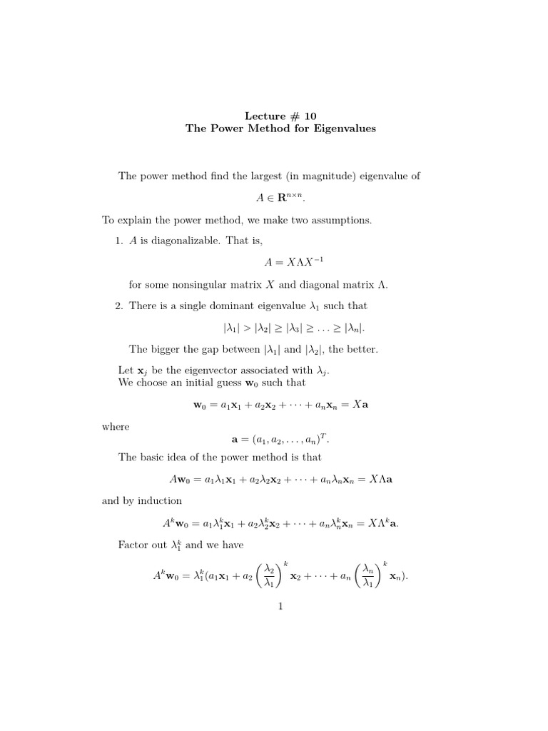 Lecture 10 | PDF | Eigenvalues And Eigenvectors | Functions And Mappings