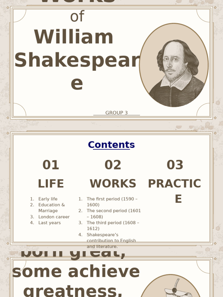(GROUP 3) William Shakespeare - Life and Work | PDF | William Shakespeare