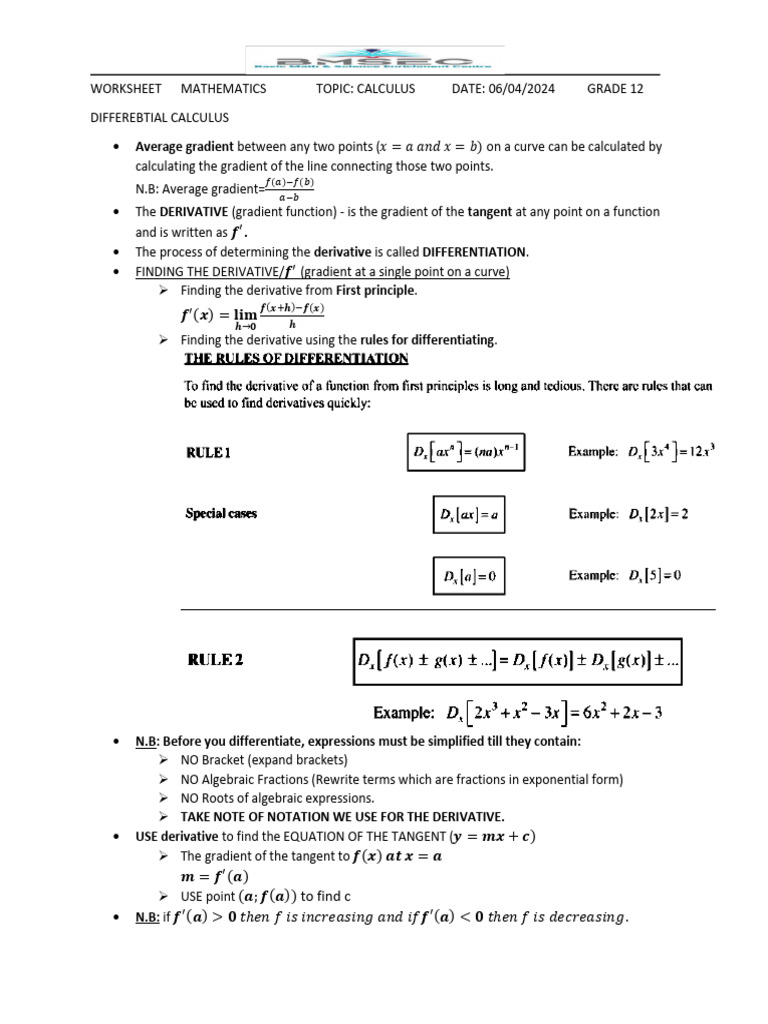 Differential Calculus 045150 062606 | PDF