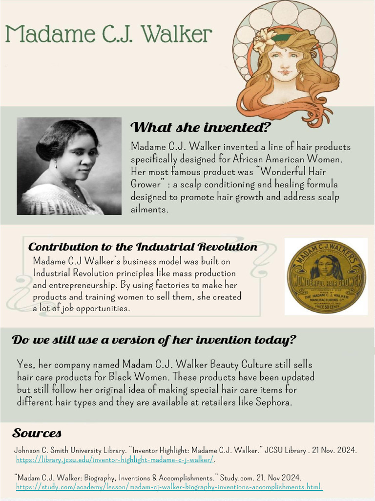 Madame C.J. Walker's Hair Care Innovations | PDF