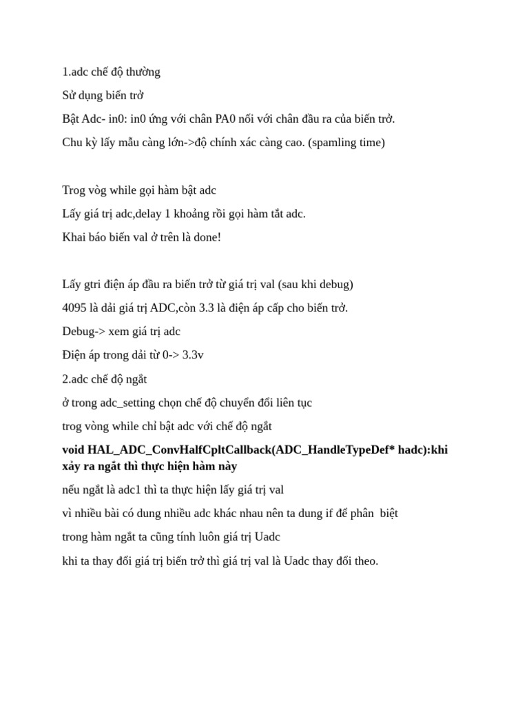 Lập trình với ADC Chế độ ngắt và DMA | PDF