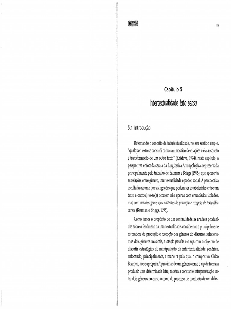 Intertextualidade Diálogos Possíveis - CAP 5 | PDF
