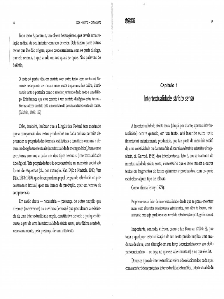 Intertextualidade Diálogos Possíveis CAP 1 | PDF