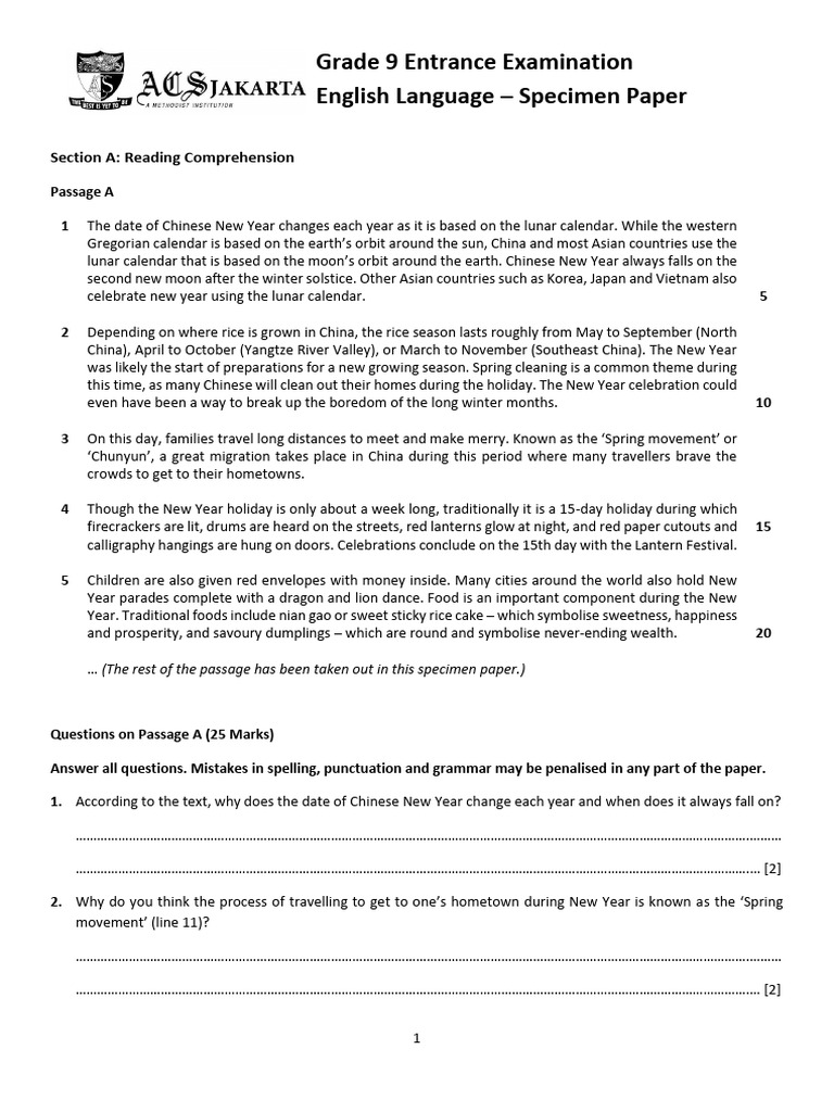 Grade 9 English Entrance Exam | PDF | Jakarta | Indonesia