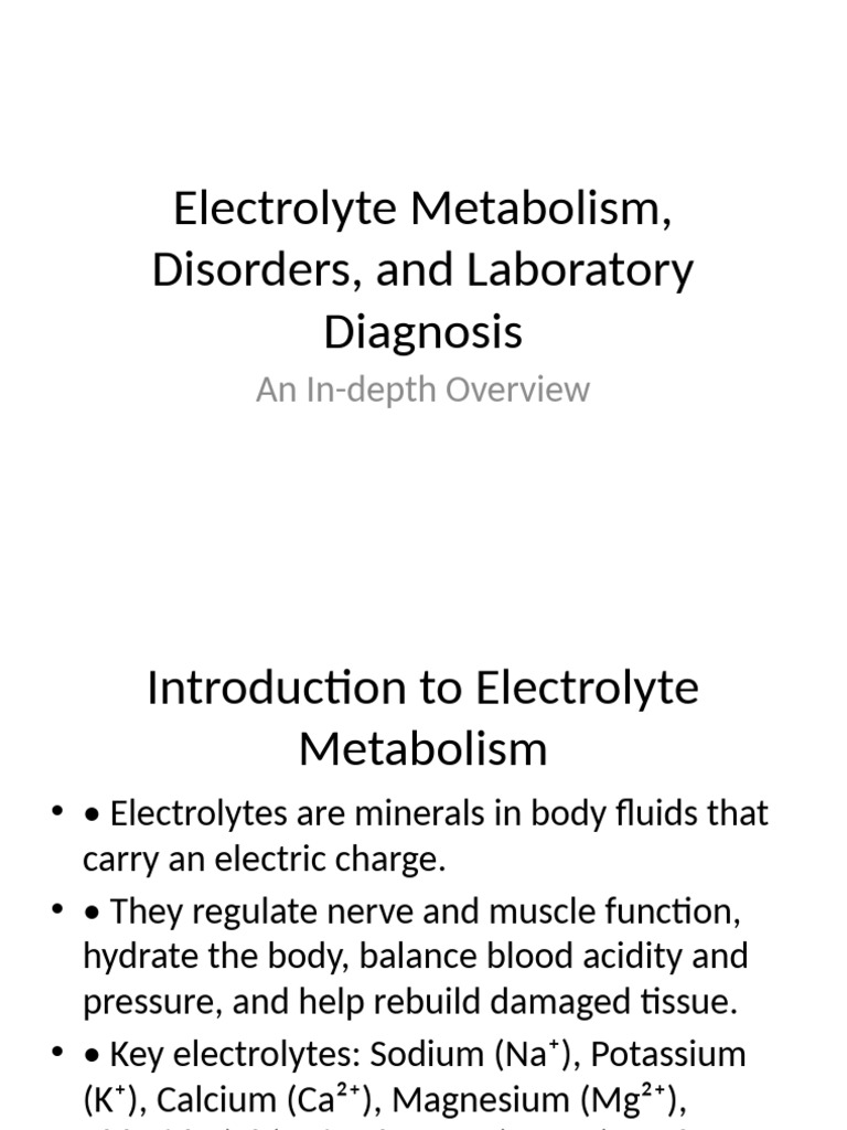 Electrolyte Metabolism and Disorders Guide | PDF | Electrolyte | Potassium