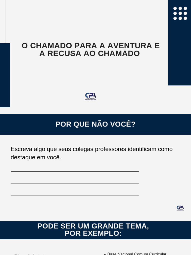 AULA 03 - O Chamado para Aventura e A Recusa Ao Chamado | PDF