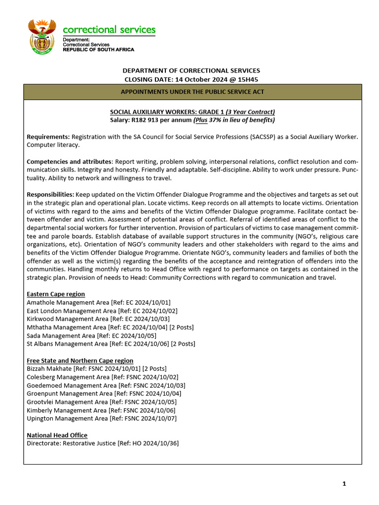 Advert - Social Auxiliary Workers 2024 | PDF