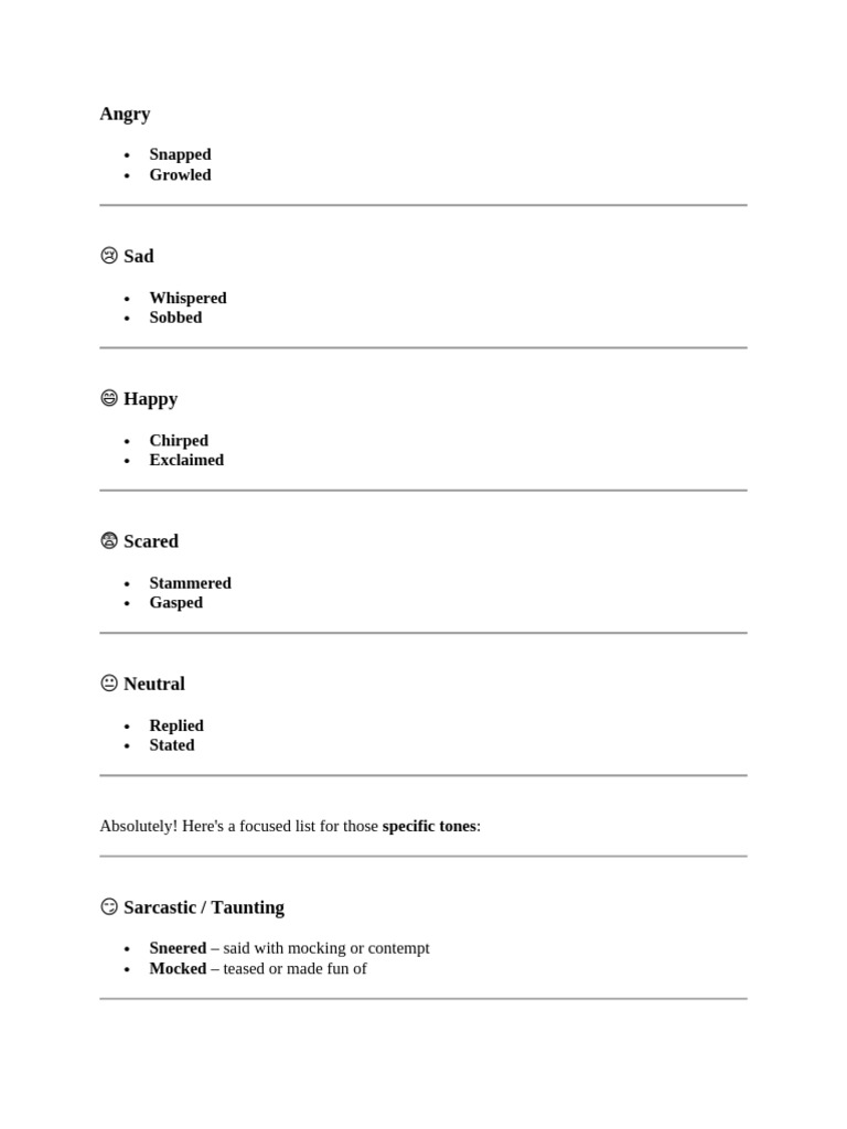 Emotional Tone and Dialogue Guide | PDF | Fear | Subjective Experience
