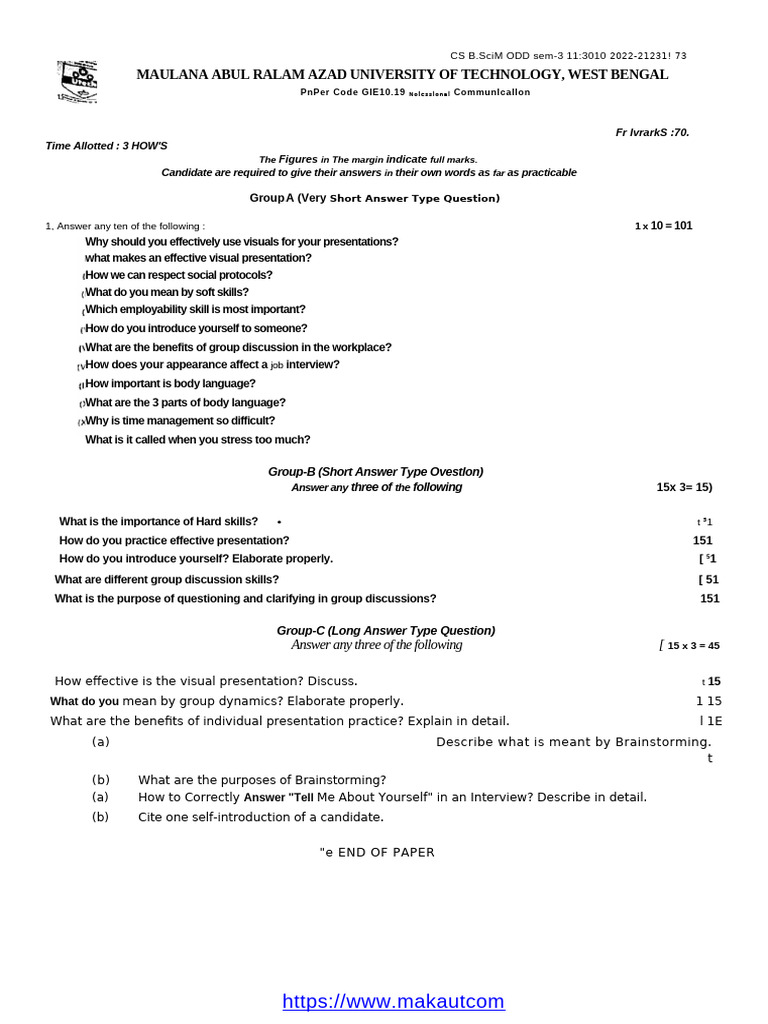 BSC 3 Sem Professional Communication Ge1b 19 2023 | PDF | Human ...