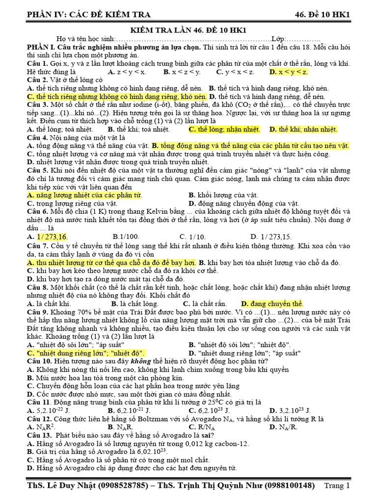 46-Đề-10-HK1 | PDF