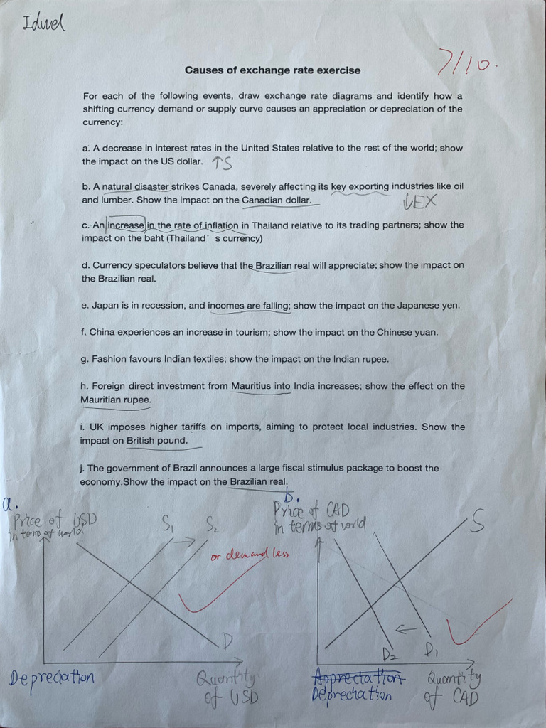Test Paper Economics Causes of Exchange Rate Exercise | PDF
