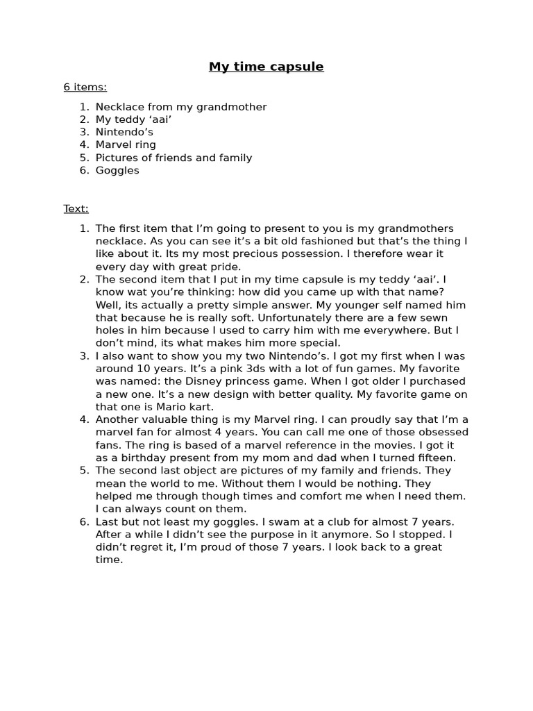 My Time Capsule | PDF