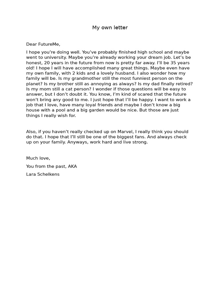 Letter to My Future Self | PDF