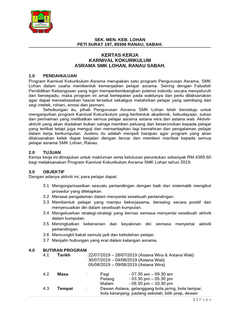 CONTOH KERTAS KERJA | PDF