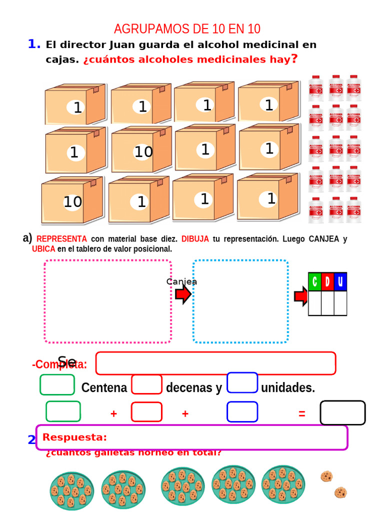 Ficha de Ejercicios Contamos Agrupando de 10 en 10 Maestra Jane | PDF
