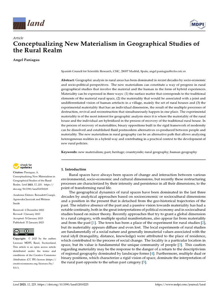 Conceptualizing New Materialism in Geographical Studies - Angel ...