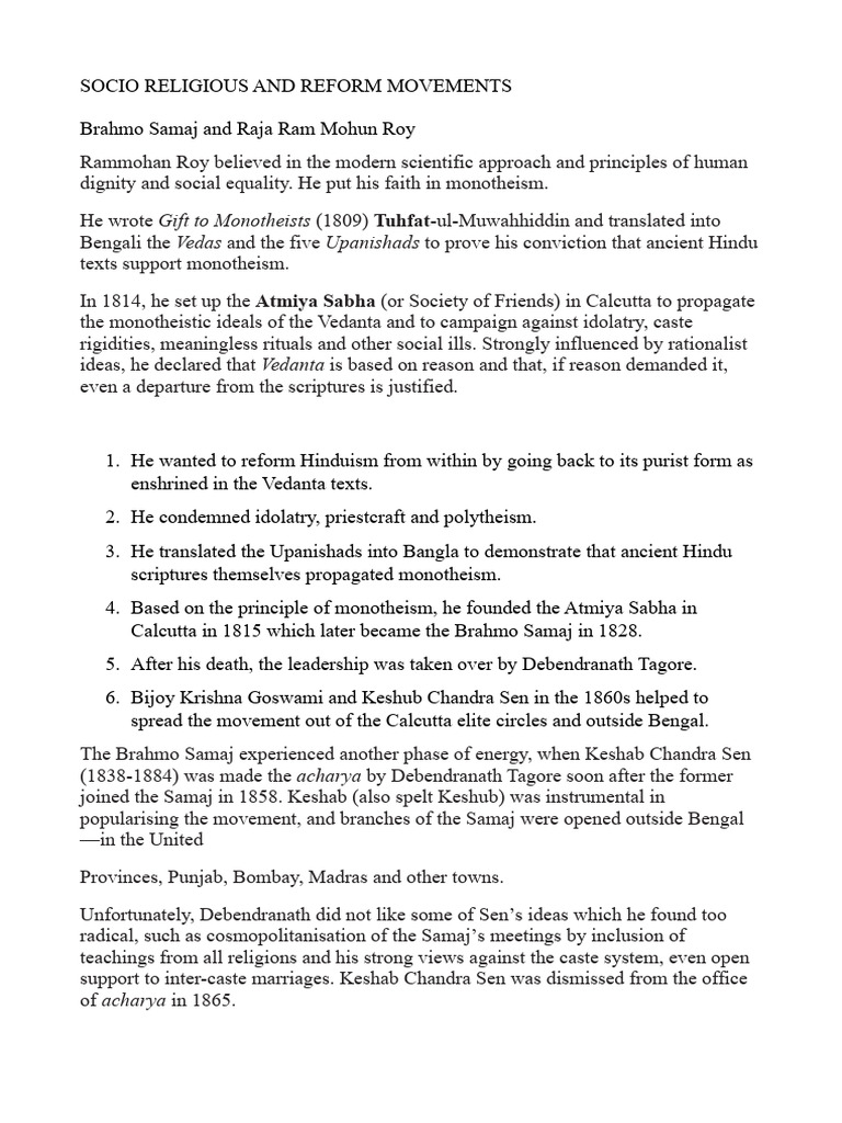 Social Religious reform movement | PDF | Indian Religions