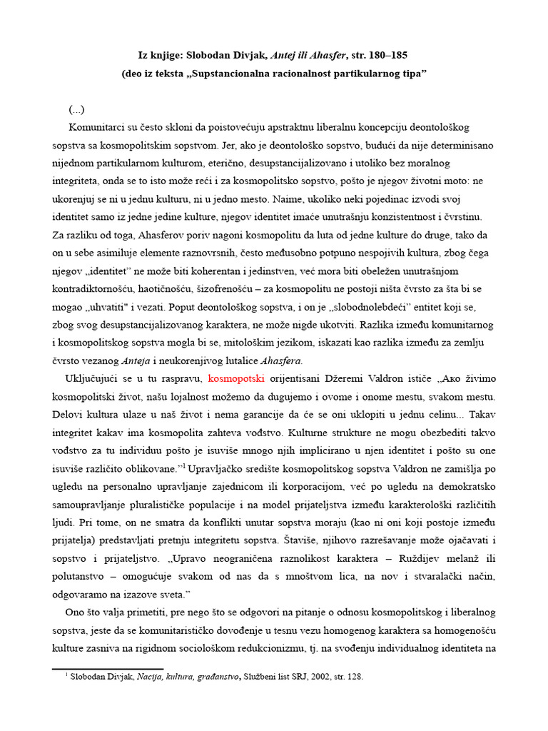 Slobodan Divjak - ANTEJ ILI AHASFER - Deo Iz Istoimene Knjige | PDF