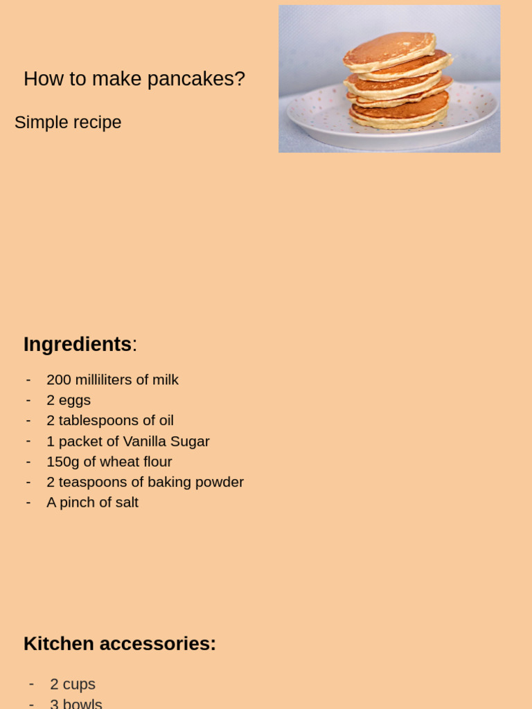Pancake Recipe with Ingredients List | PDF