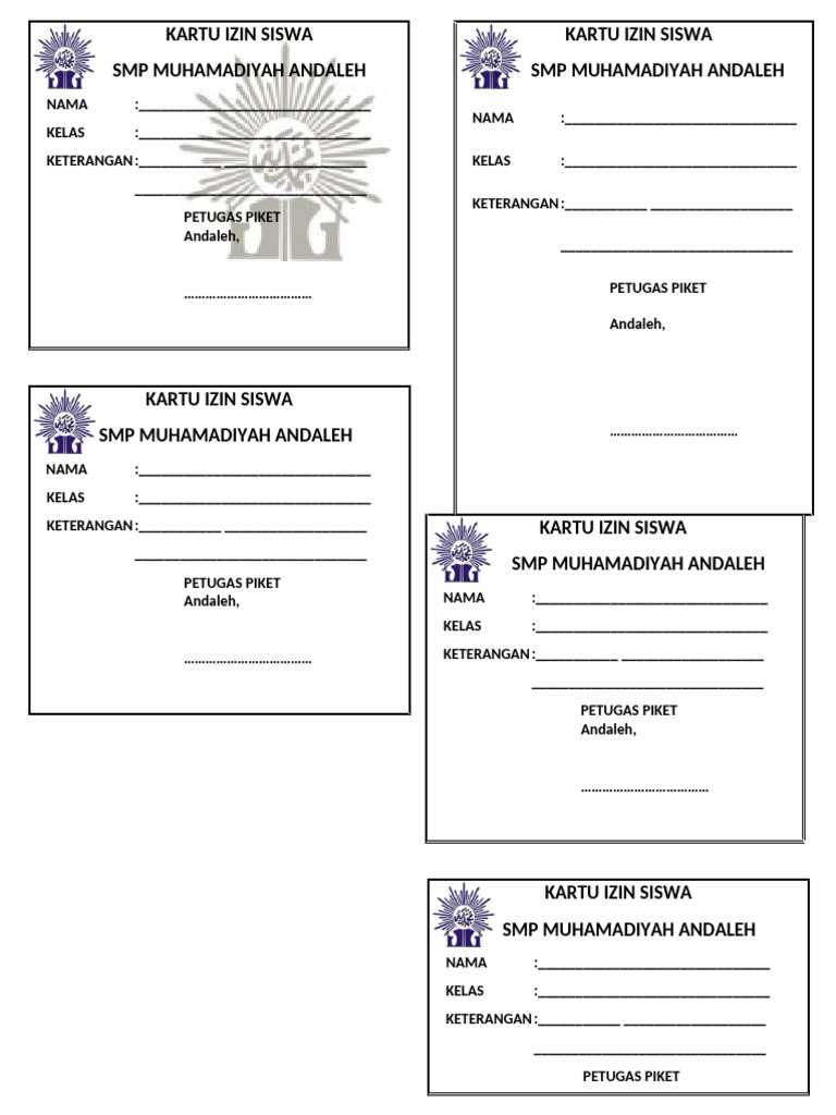 Kartu Izin Siswa | PDF