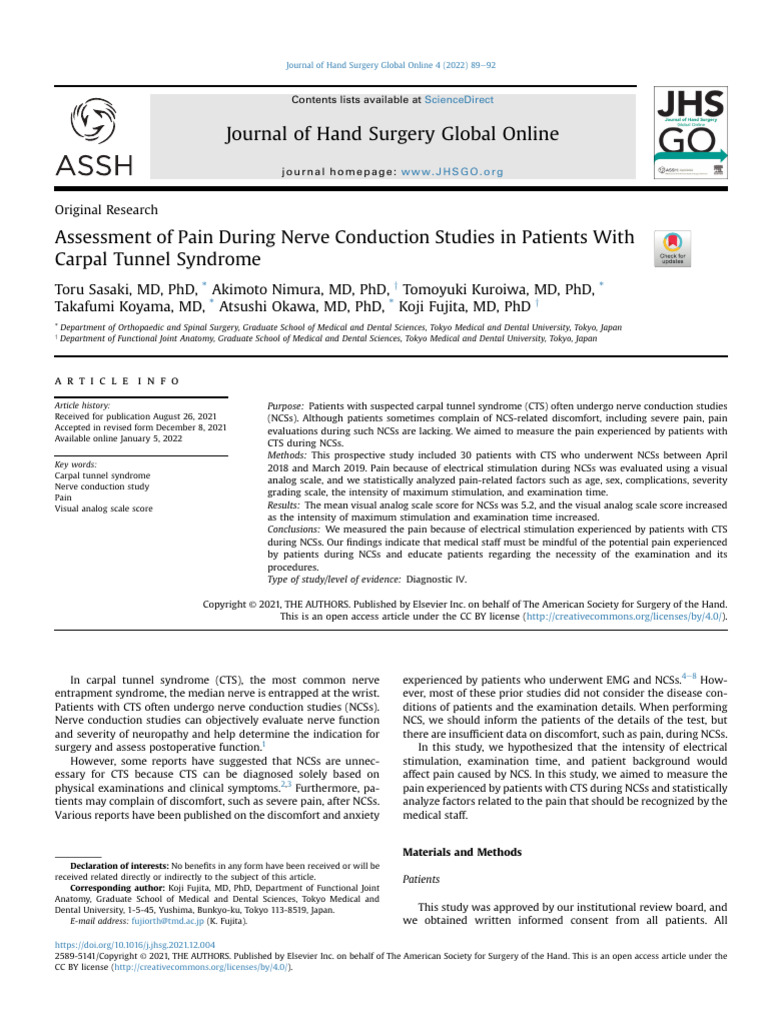 Assessment of Pain During Nerve Conduction Studies | PDF | Neurology | Nervous System